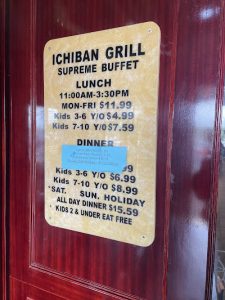 Ichiban Grill Supreme Buffet Menu (update December 2025)