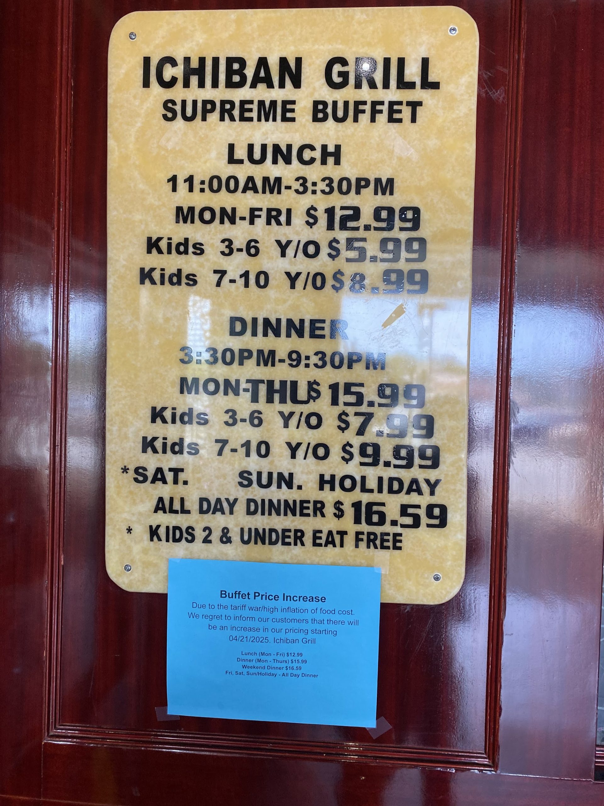 Ichiban Grill Supreme Buffet Menu (update May 2026)